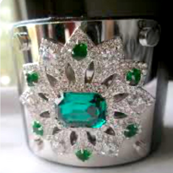 Joan Boyce | Jewelry | Joan Boyce Black Leather And Rhinestone Cuff ...